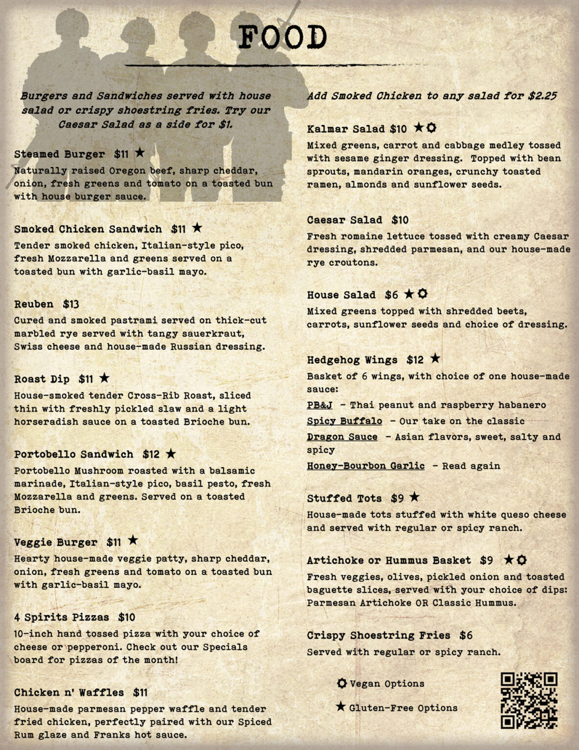 MENUS – 4 Spirits Distillery