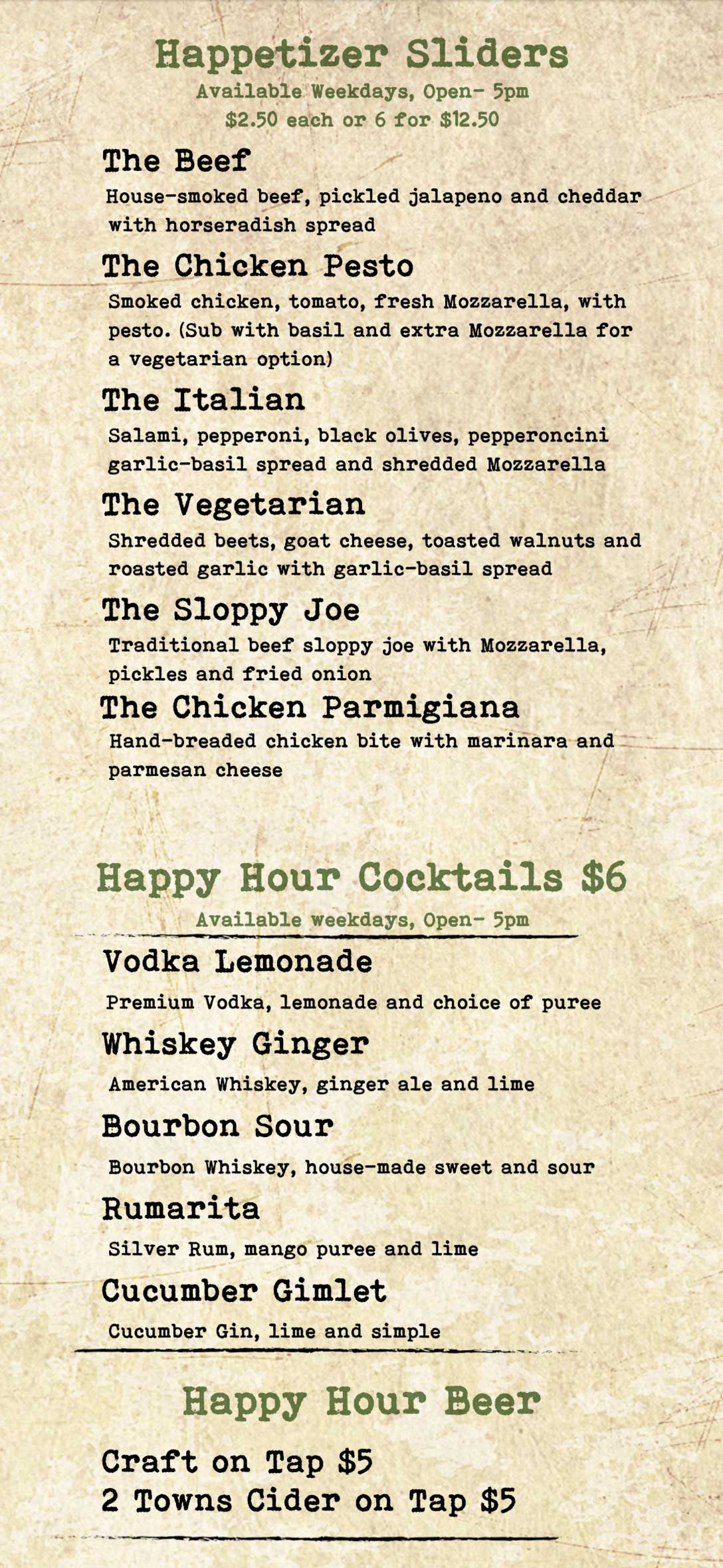 MENUS – 4 Spirits Distillery